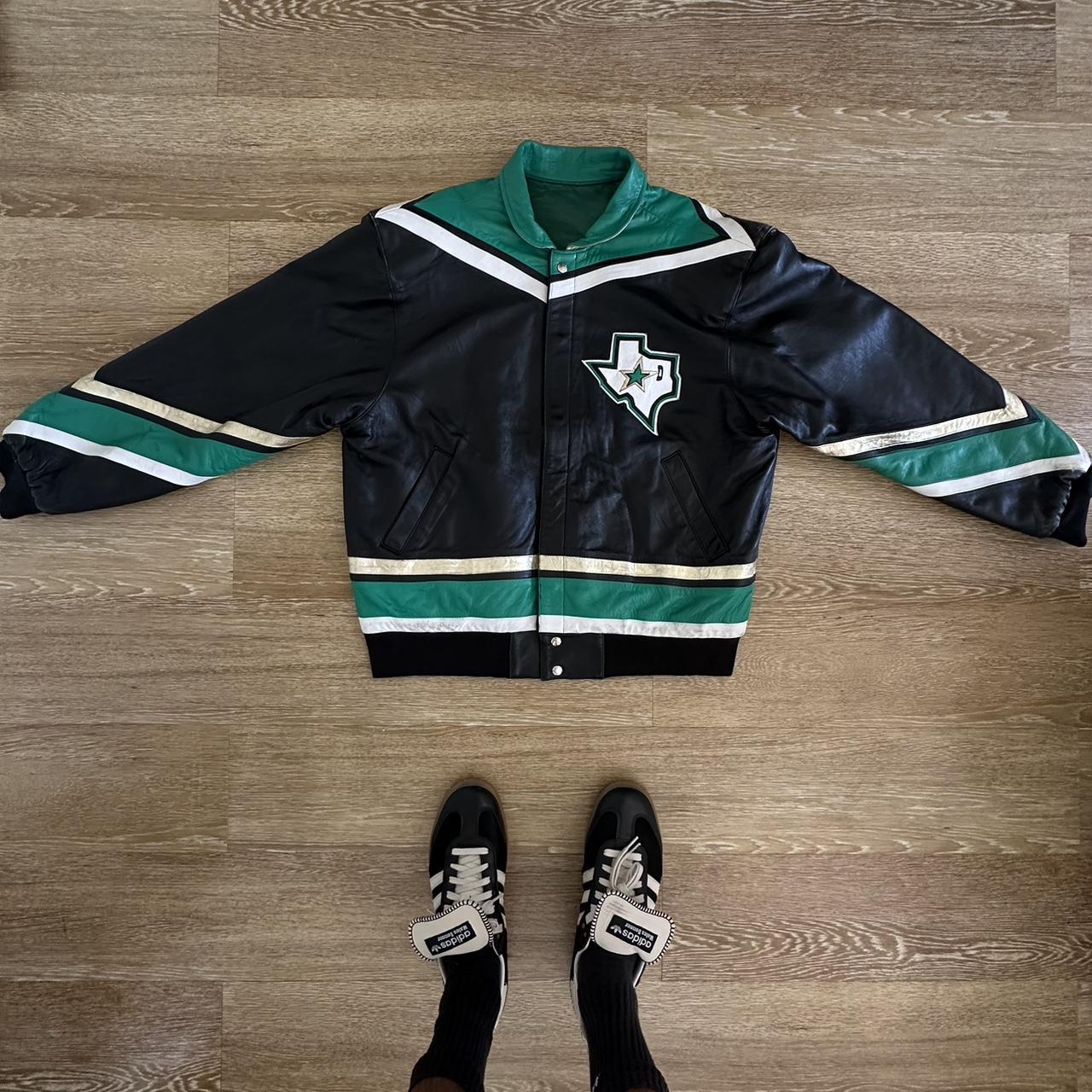 RARE -Vintage Dallas Stars leather jacket Reversible... | Depop