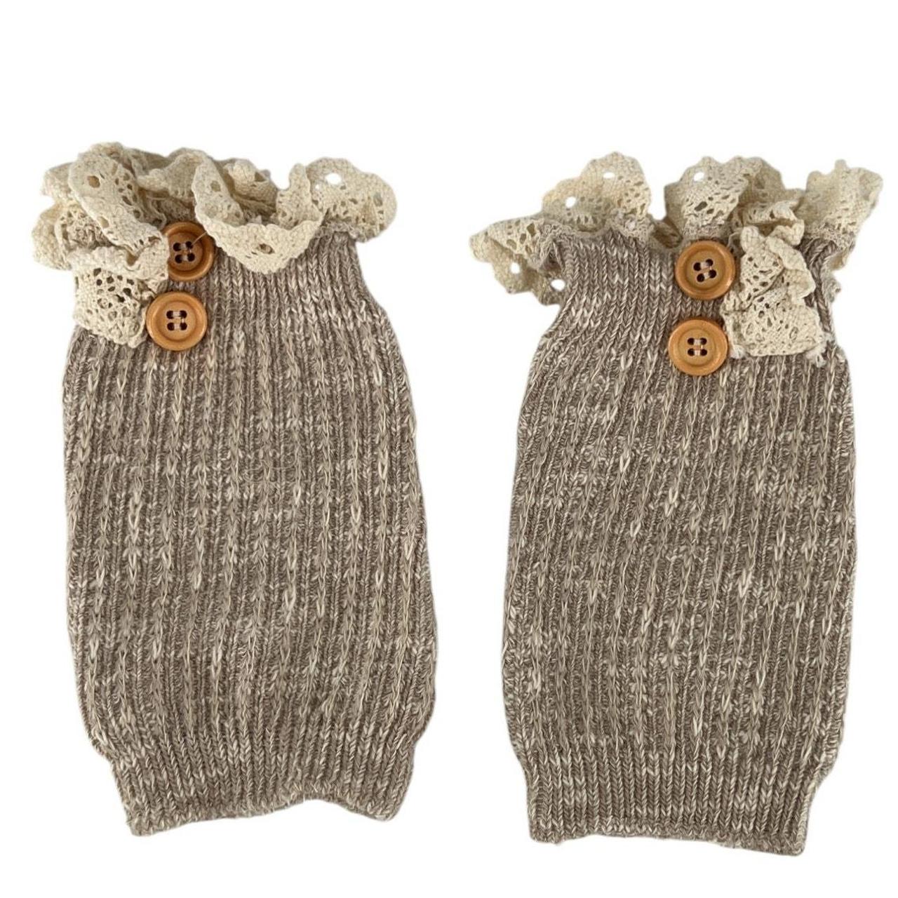 Boot Cuff Topper Sweater Two Button Brown Cream... | Depop