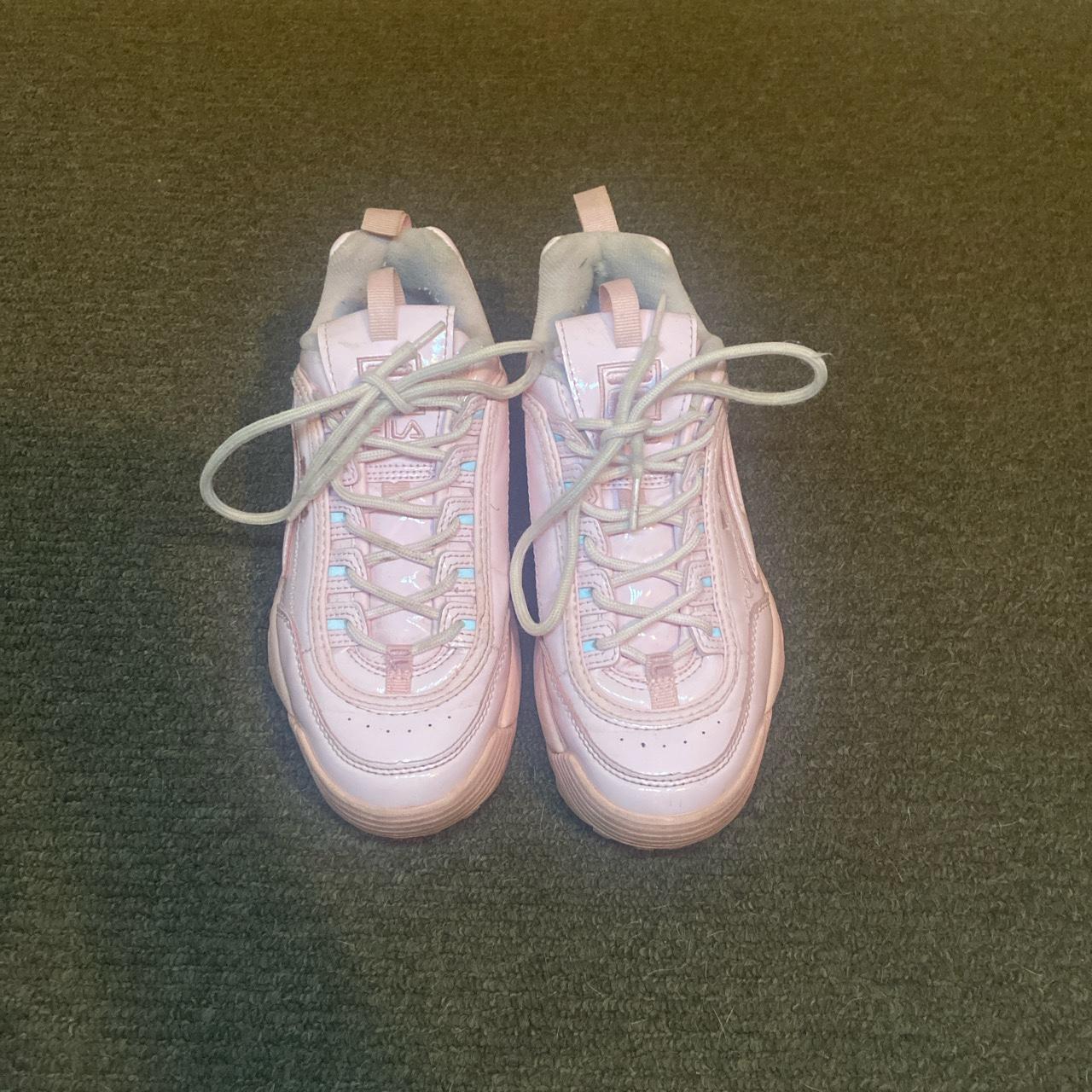 Pink Fila Disruptors - US size 8 pink chunky Fila... - Depop