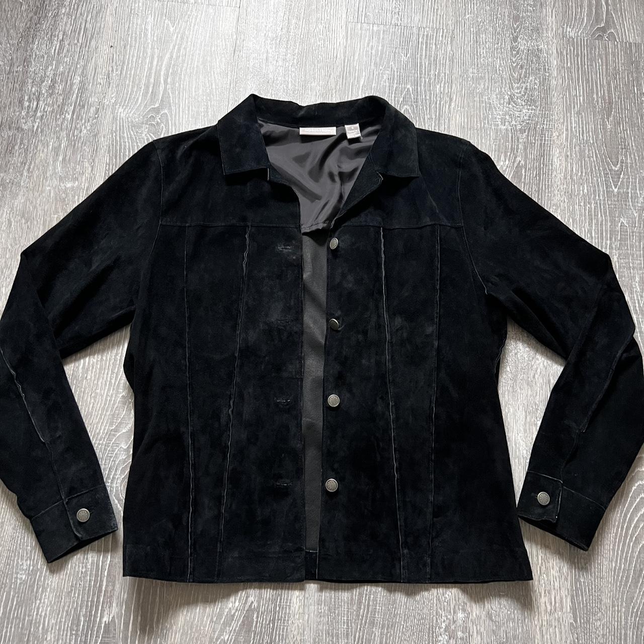 Black genuine suede jacket - Depop