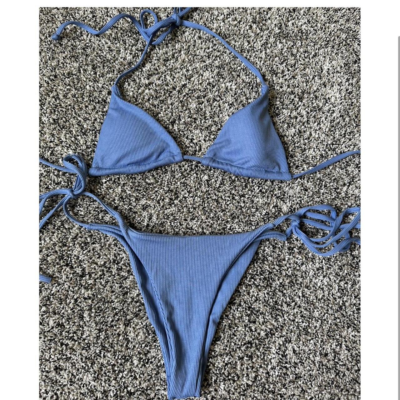 Blue Triangle Bikini Set!! No flaws! - Depop