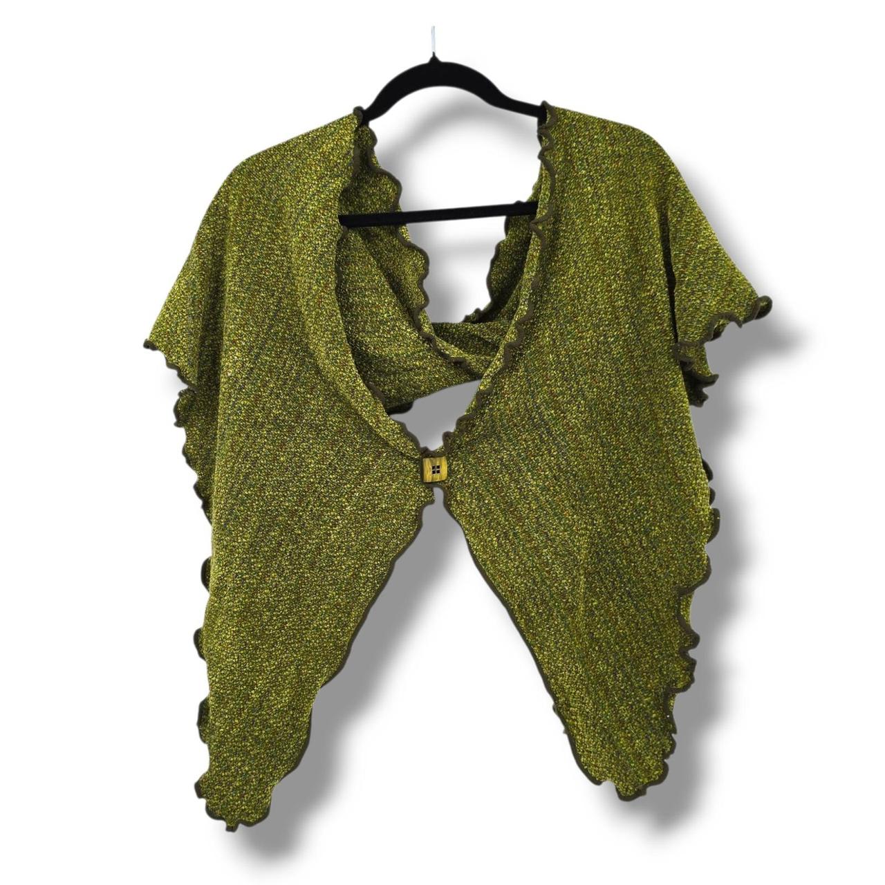 Vintage Arna Shaw Weaver Shrug Art Bolero Ruffle... | Depop