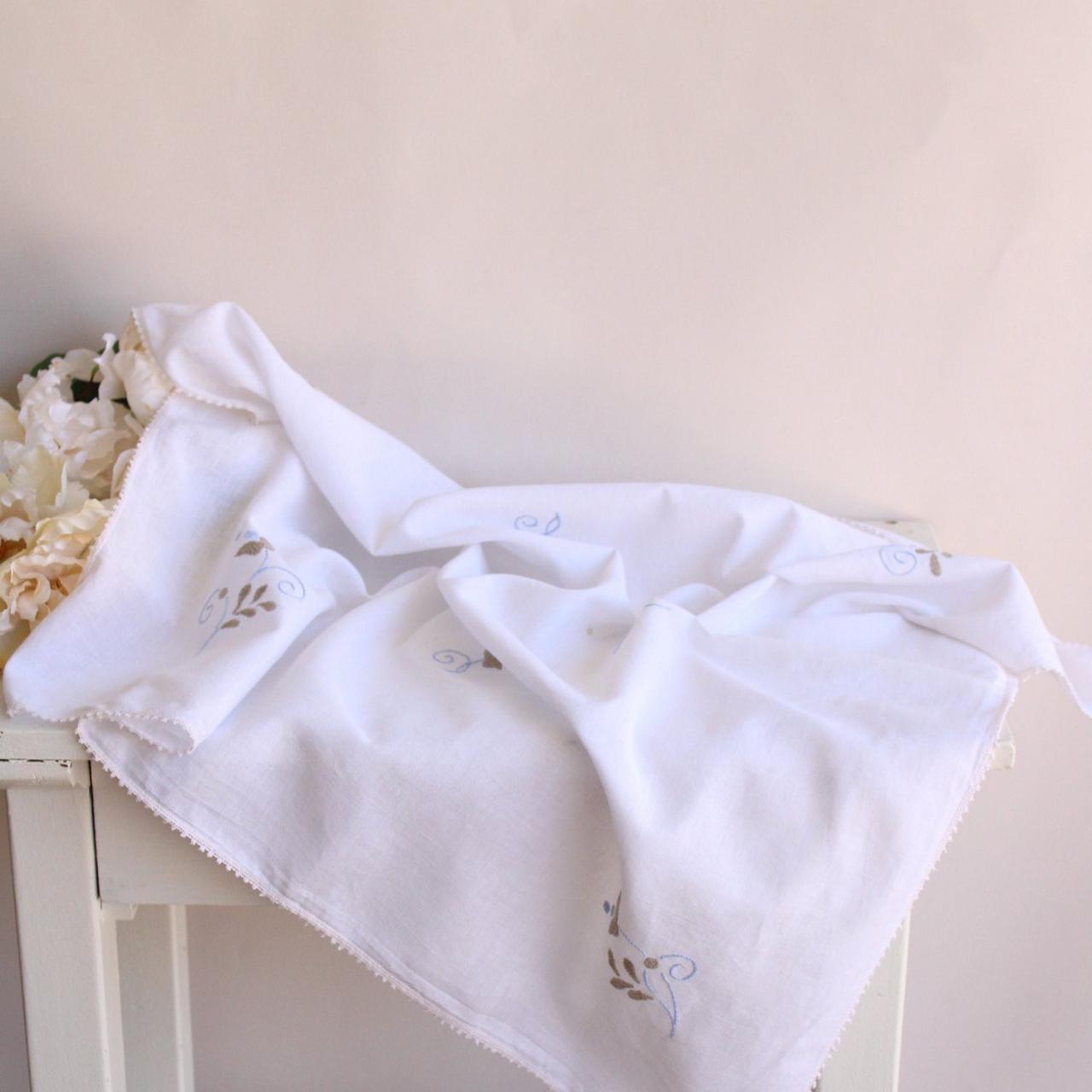 Pretty white square tablecloth in what feels like a... - Depop