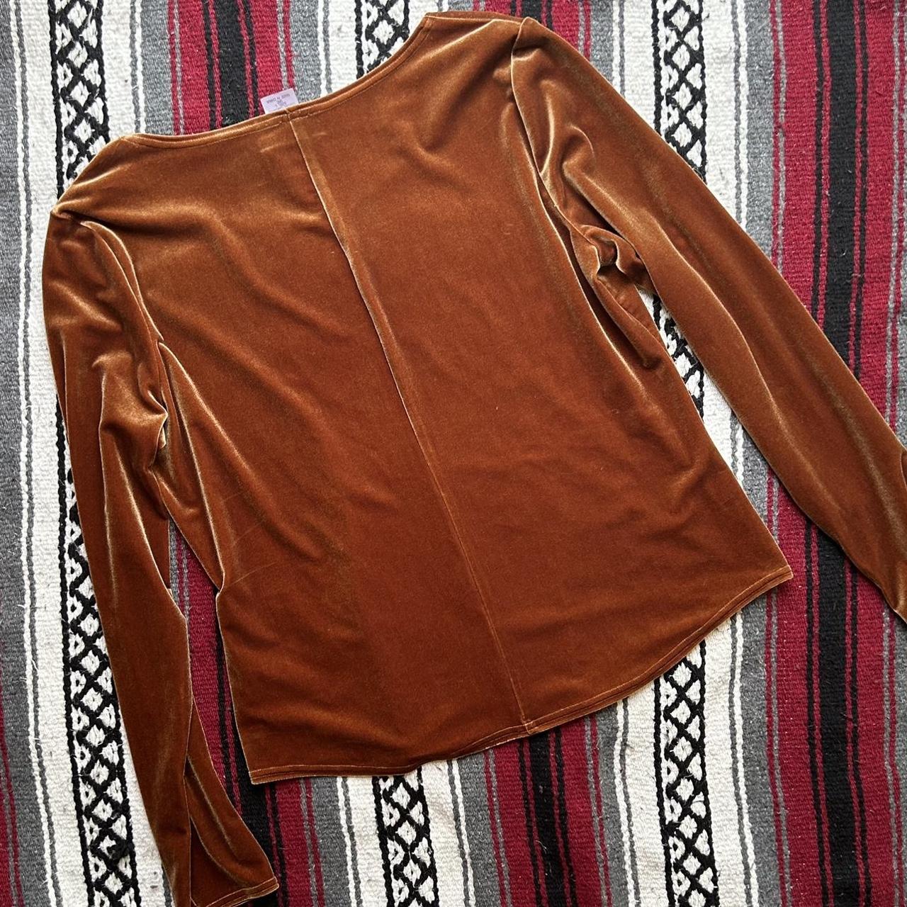 Vintage 90s RetroStyle brown/gold velvet top. The... - Depop