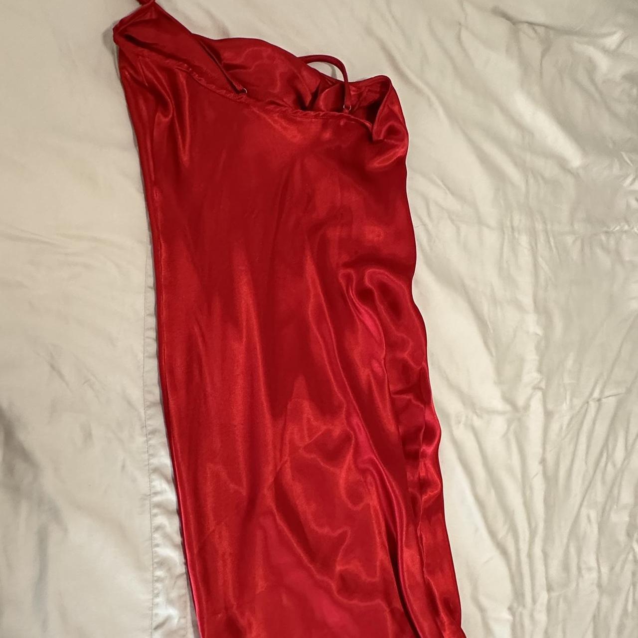 Bebe Red satin cowl neck dress #redhot #partydress - Depop
