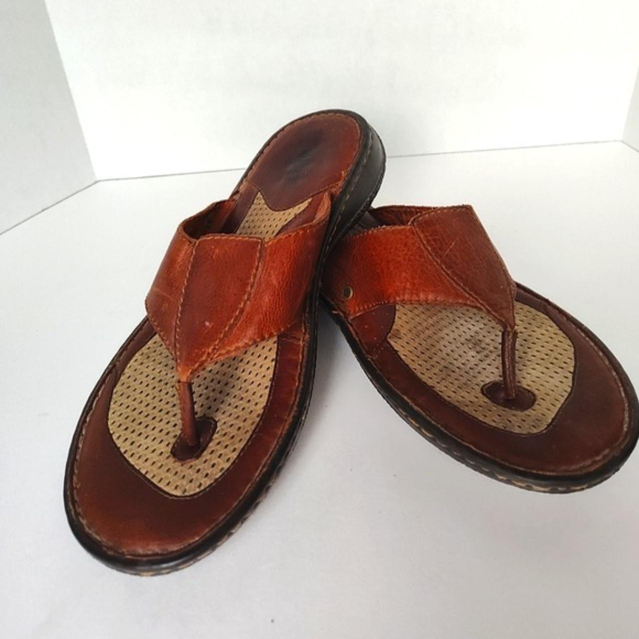 BORN leather flip flops sandals mens 11 BORN... - Depop