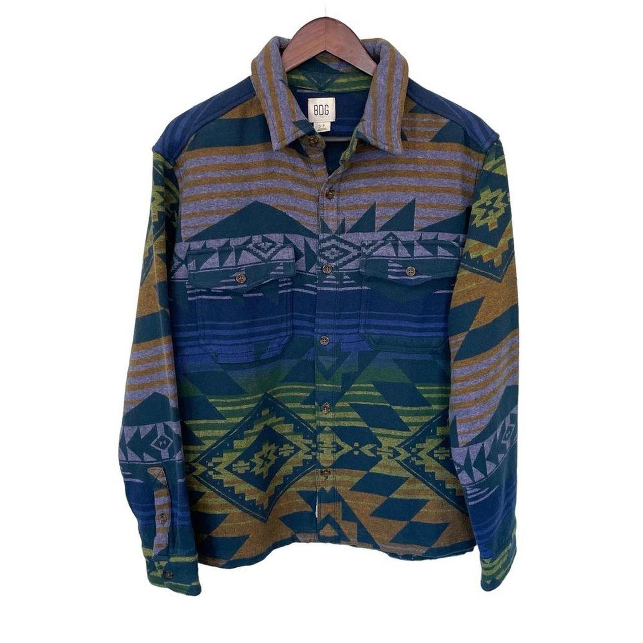BDG Southwestern Aztec Print Flannel Shacket,... - Depop