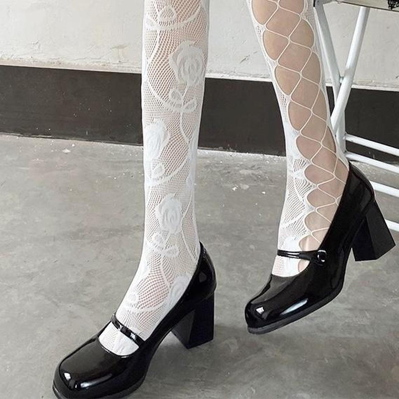 Rose Pattern Cut Out Fishnet Stocking * when... - Depop