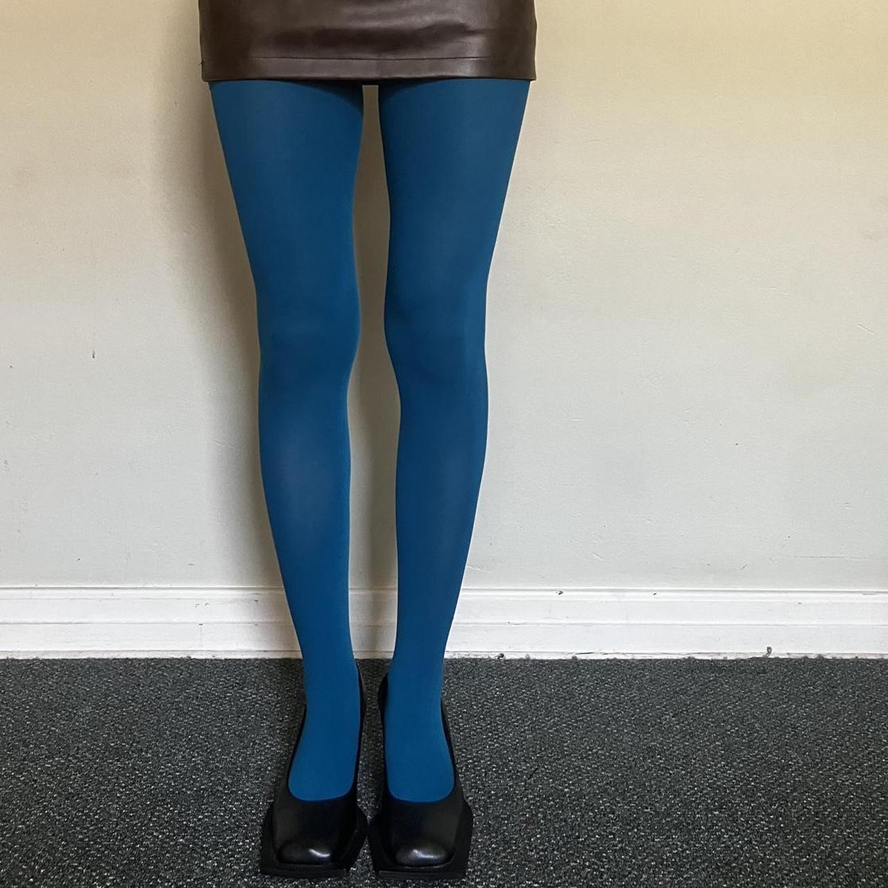 Lake Blue Velvet Tights * one size, suit for UK... - Depop