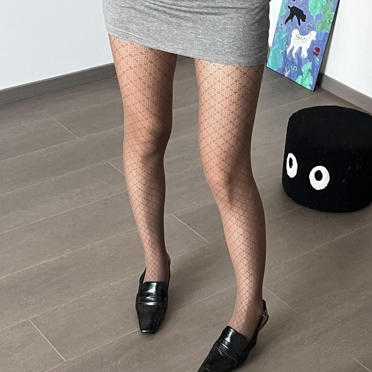 Brown Check Pattern Fishnet Tights One size, suits... - Depop