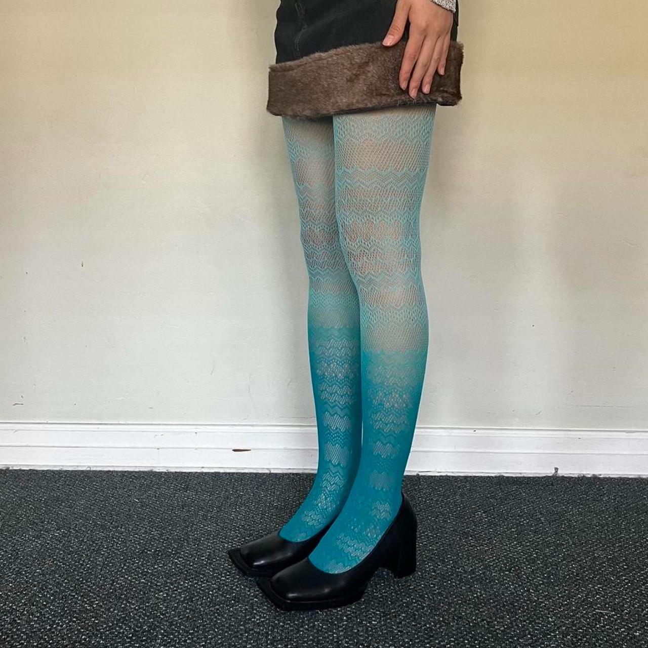 Green Gradient fishnet tights One size, suit for... - Depop