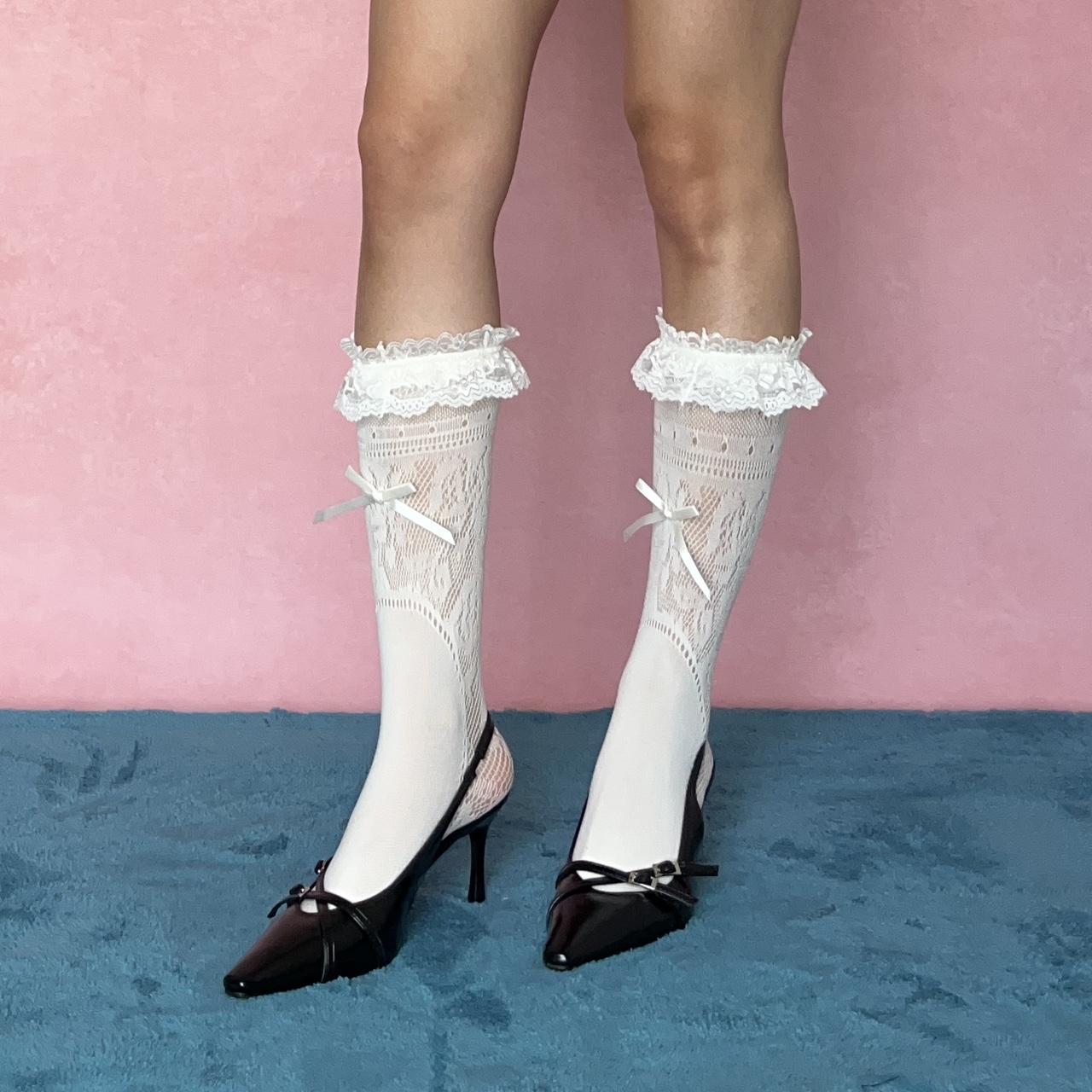 White ruffle lace socks One size (feel free to... - Depop