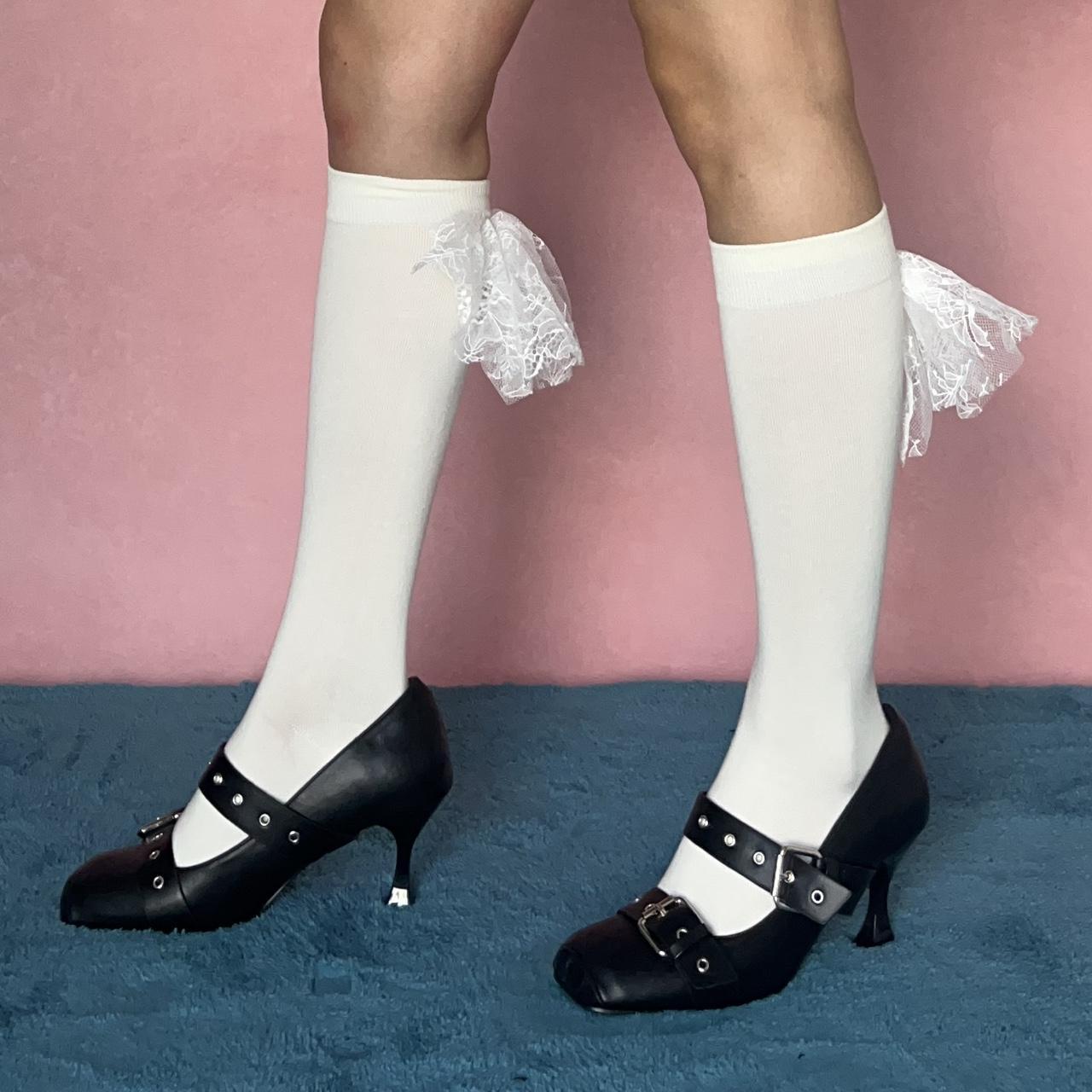 White lace socks One size (feel free to message us... - Depop