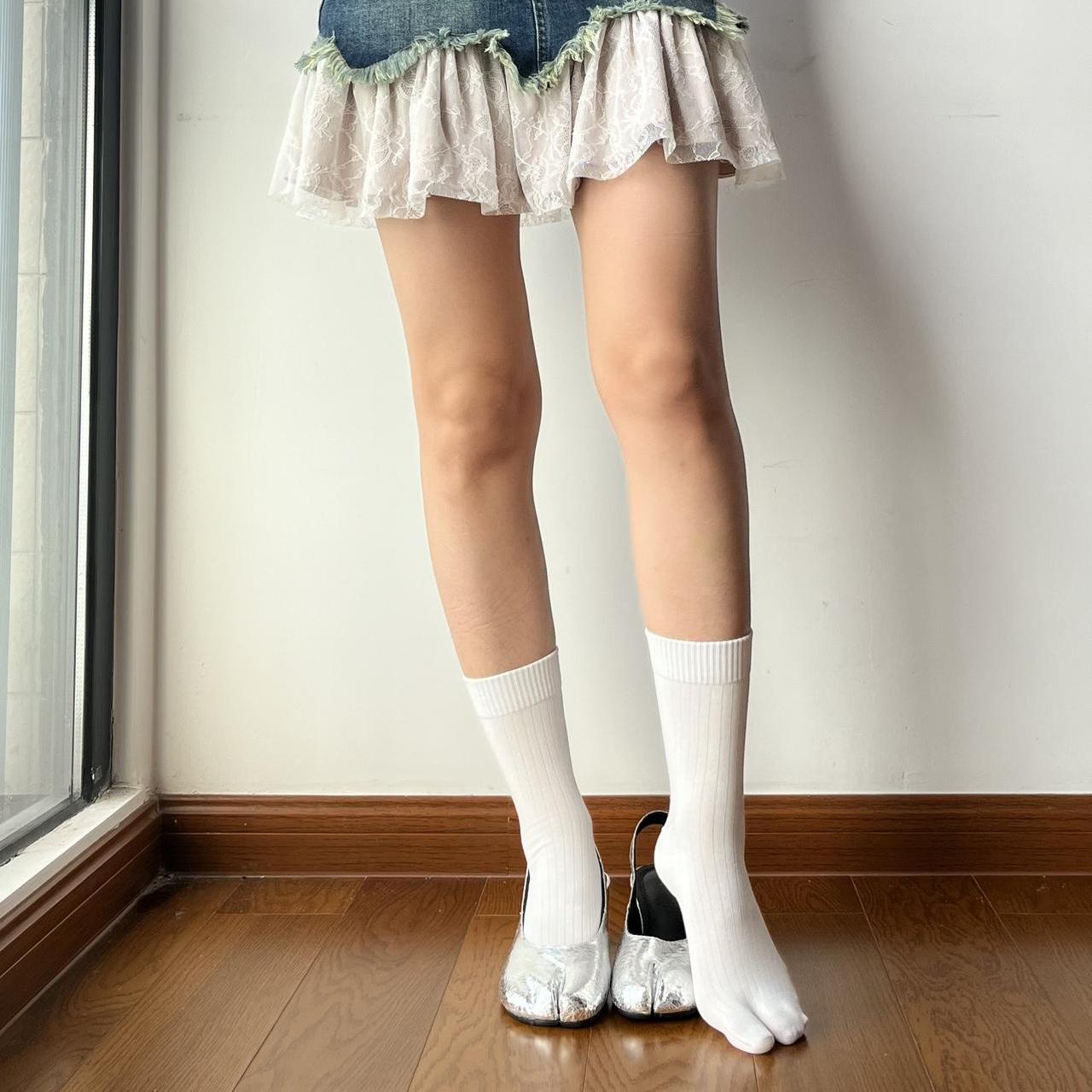 White Spilt Toes Cotton Socks One size, suits for... - Depop