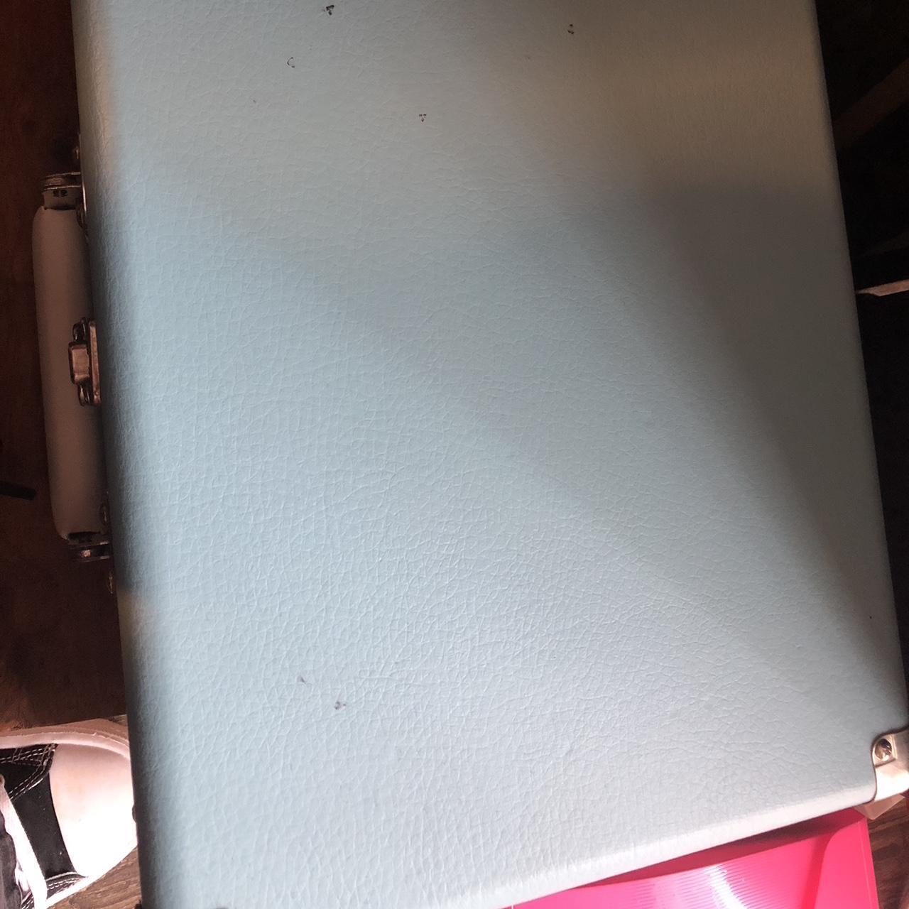 POWDER BLUE GPO VINYL RECORD PLAYER WITH RED VELOUR... - Depop