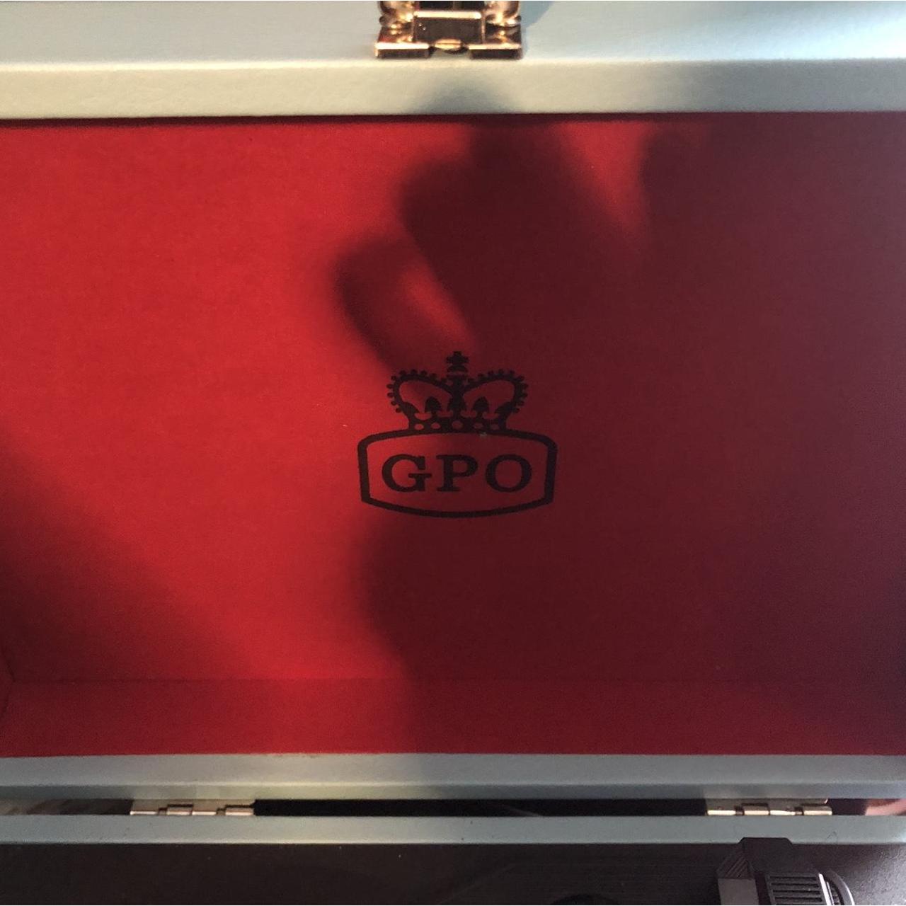 POWDER BLUE GPO VINYL RECORD PLAYER WITH RED VELOUR... - Depop