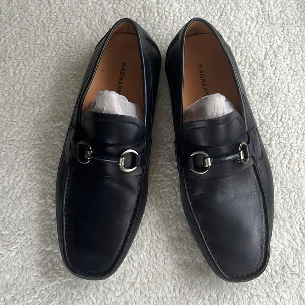 Magnanni Mens Black Genuine Leather Metal Bit Slip... - Depop