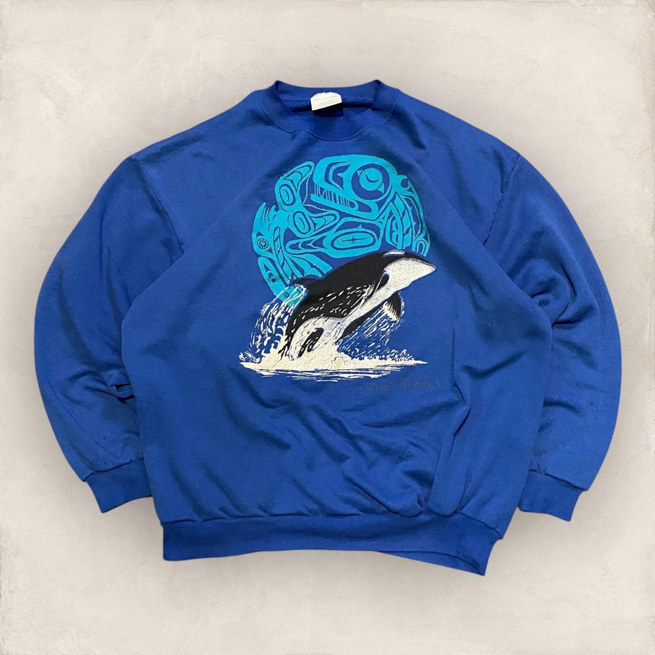 Vintage 90s orca killer whale crewneck sweatshirt... - Depop