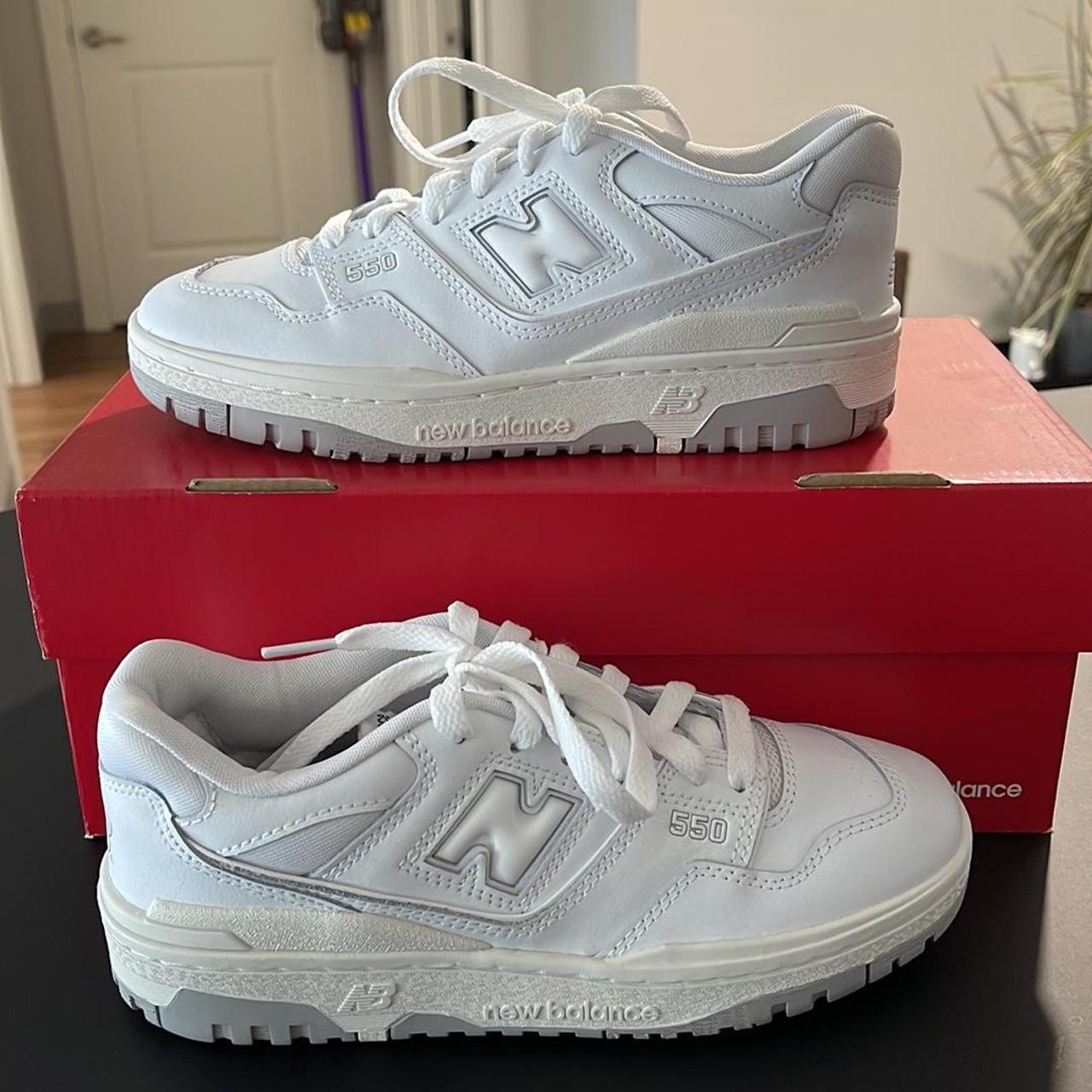 New balance 550, white/grey, kids size 5/women’s... - Depop