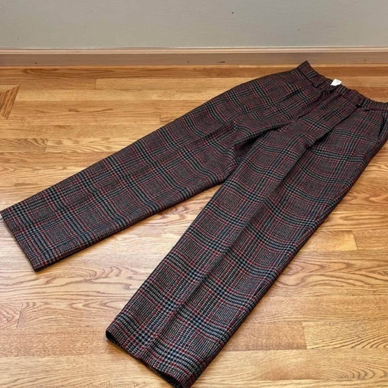 Vintage Pendleton wool plaid pants. Pleated front,... - Depop