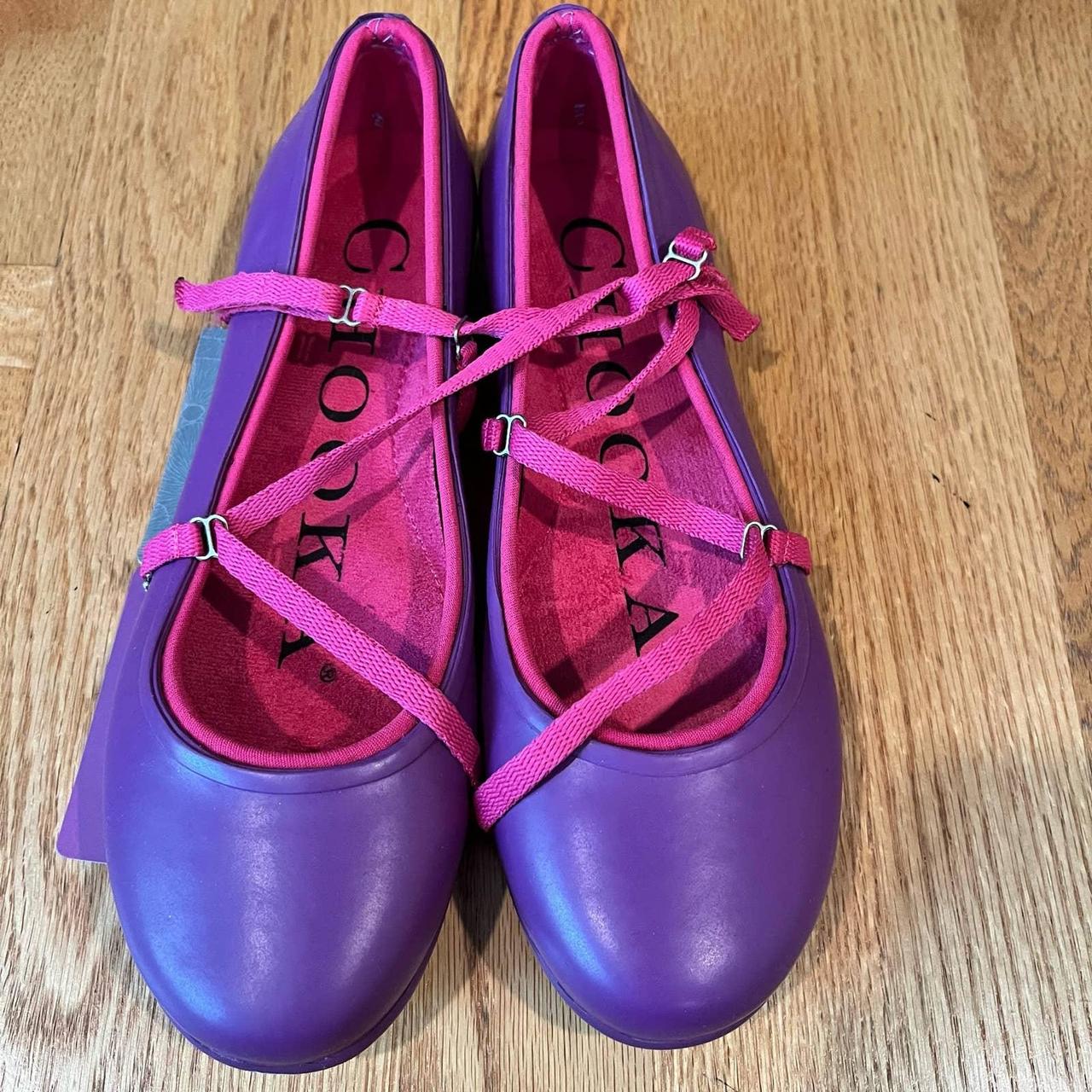 NWT Chooka purple flats with pink criss cross... - Depop