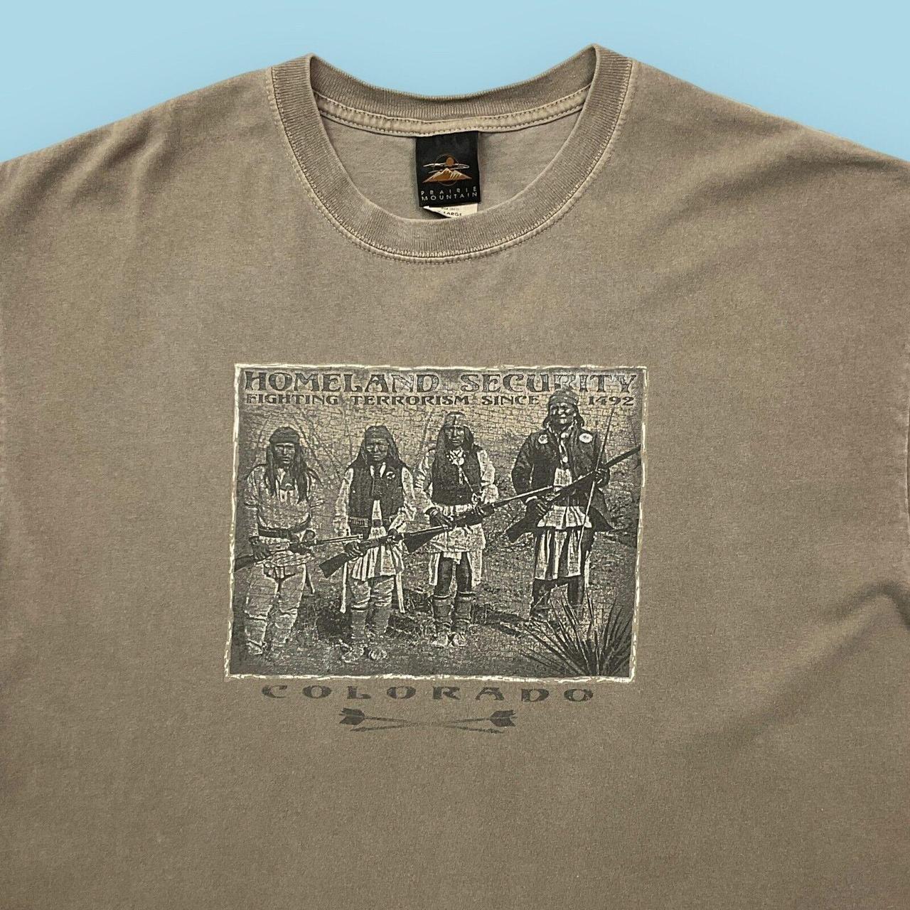 Vintage Homeland Security Native American T-Shirt... - Depop