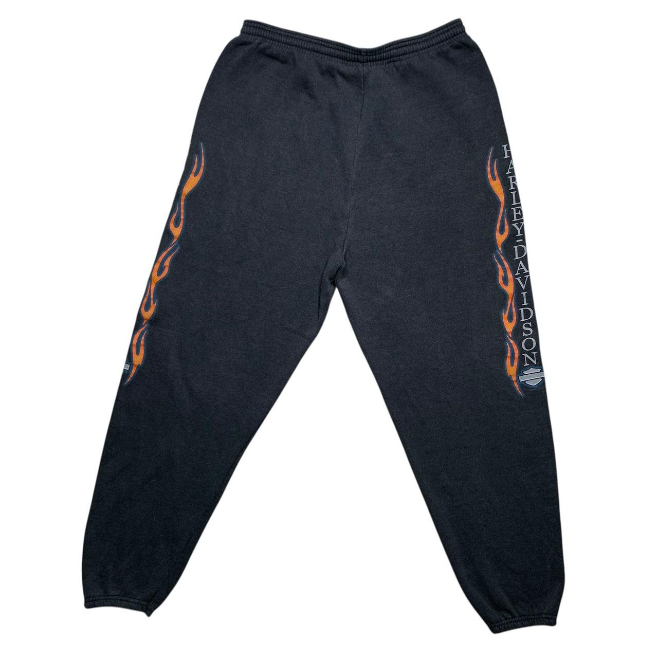 Vintage Y2K Harley Davidson Logo Flame sweatpants... | Depop