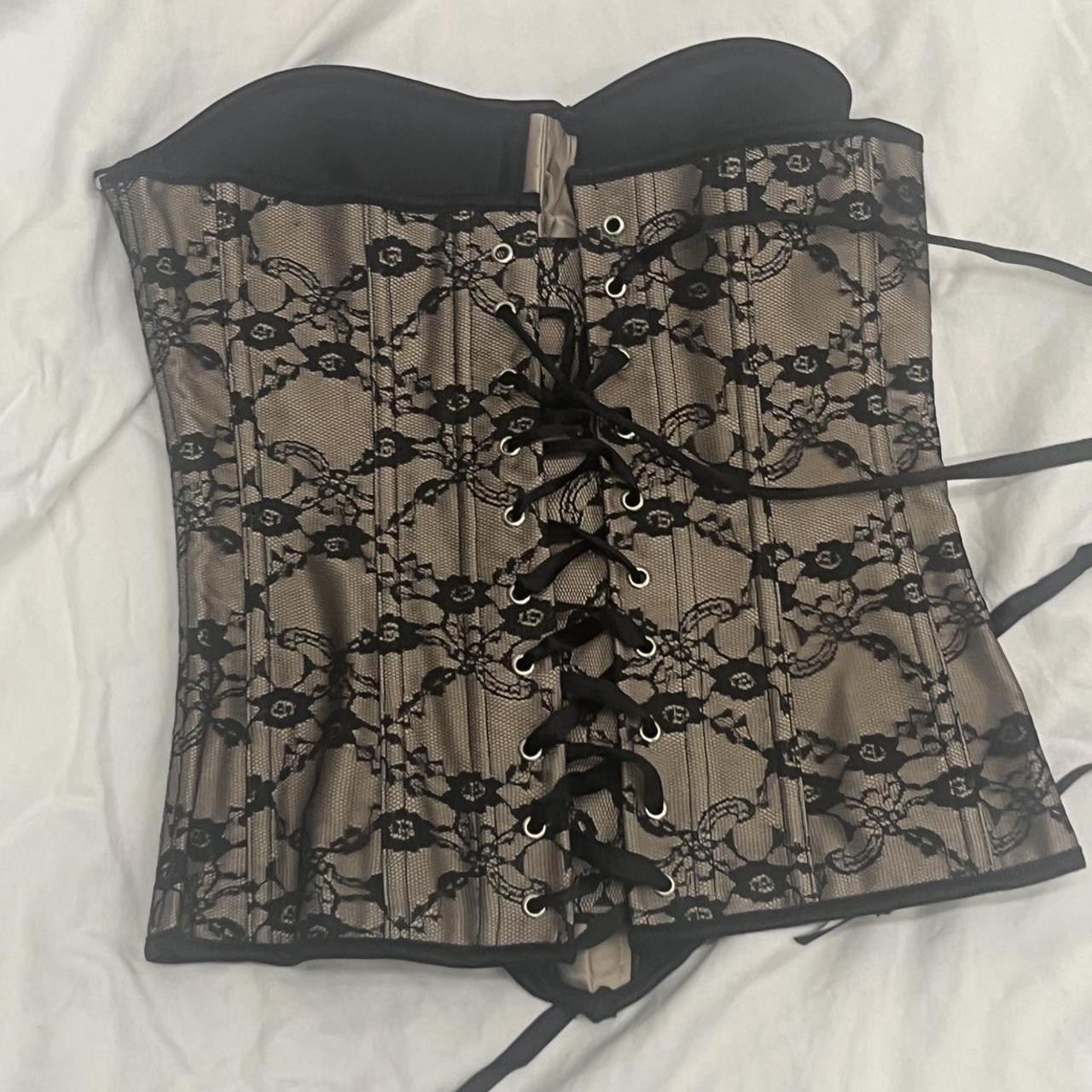 Lace up corset top, lace up bustier super cute lace... - Depop