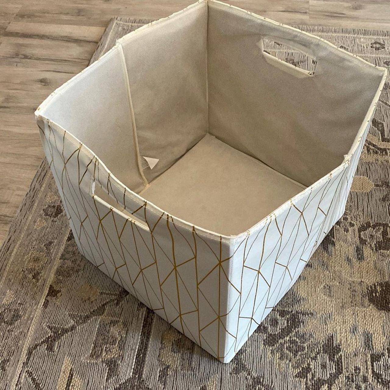 Storage Bin Handles In front Gold and White design... - Depop