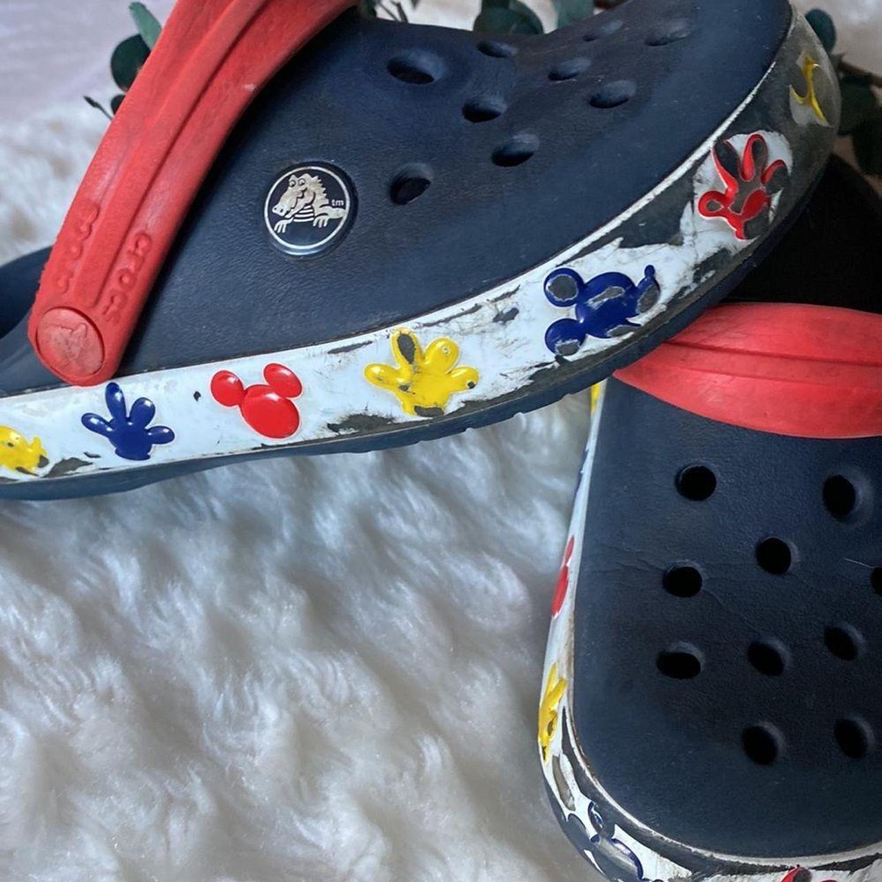 Crocs Blue and Red Trainers | Depop