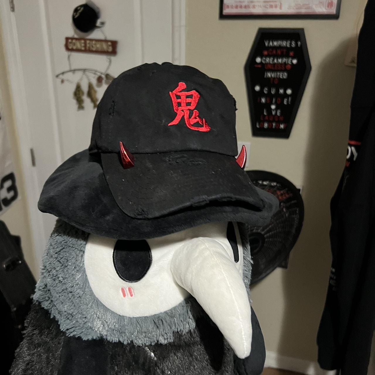 Oni hat Plastic horns Buckle adjustment in back - Depop