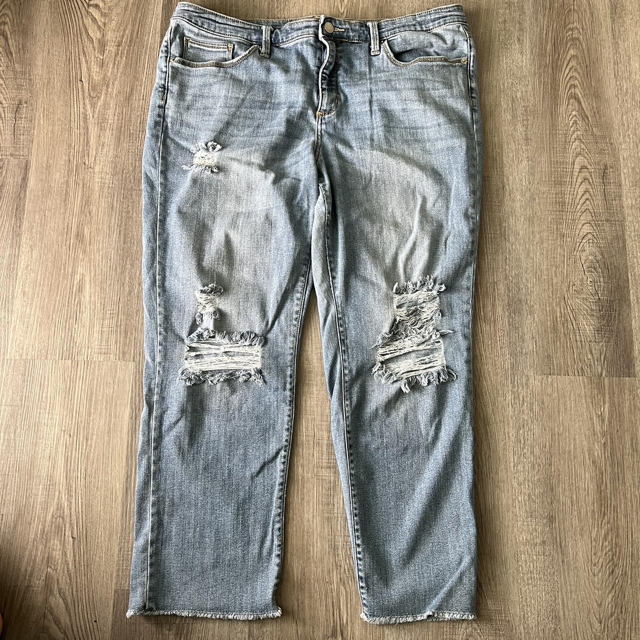 Straight Cut Ripped Jeans - Depop