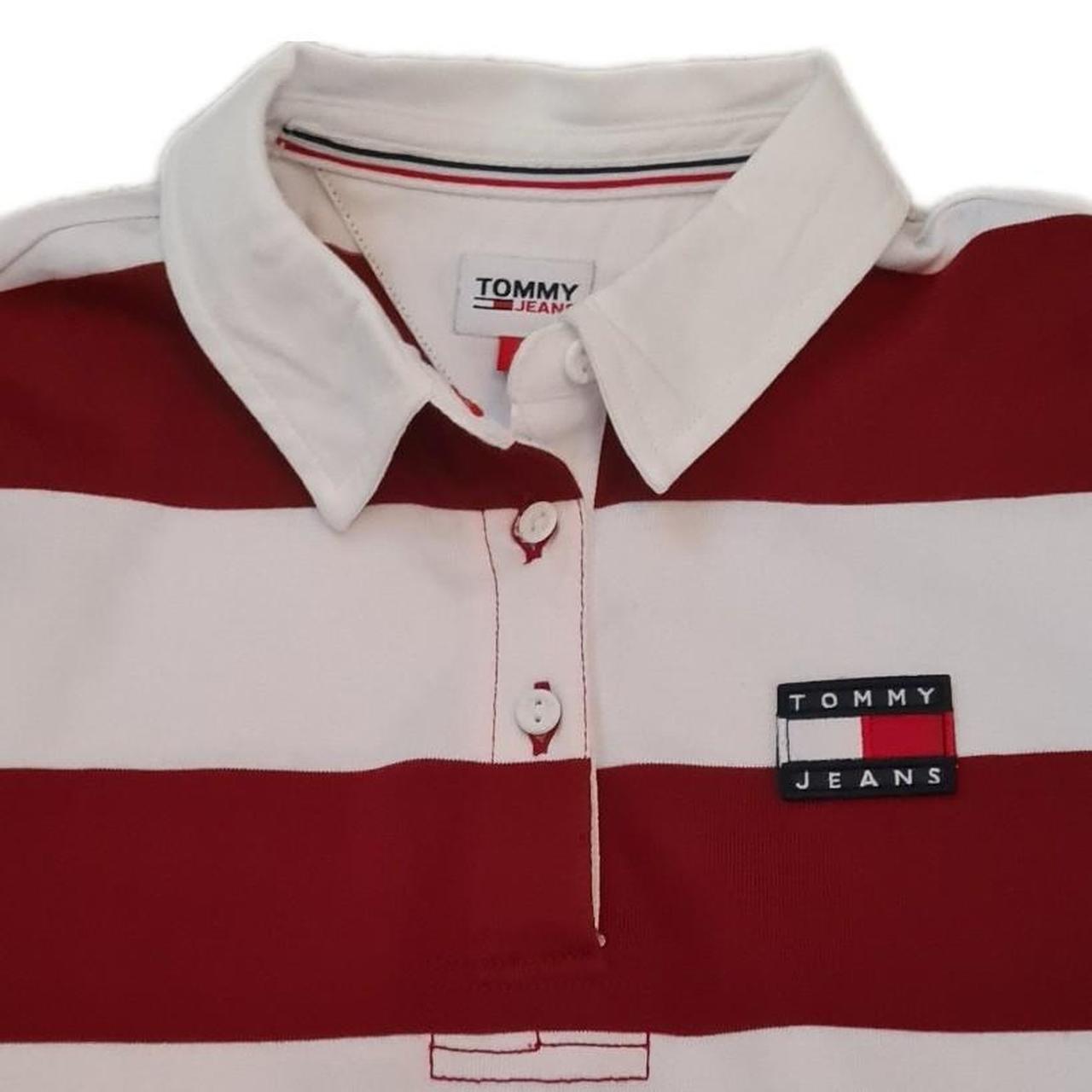 Tommy Hilfiger Red + White Striped Rugby... - Depop