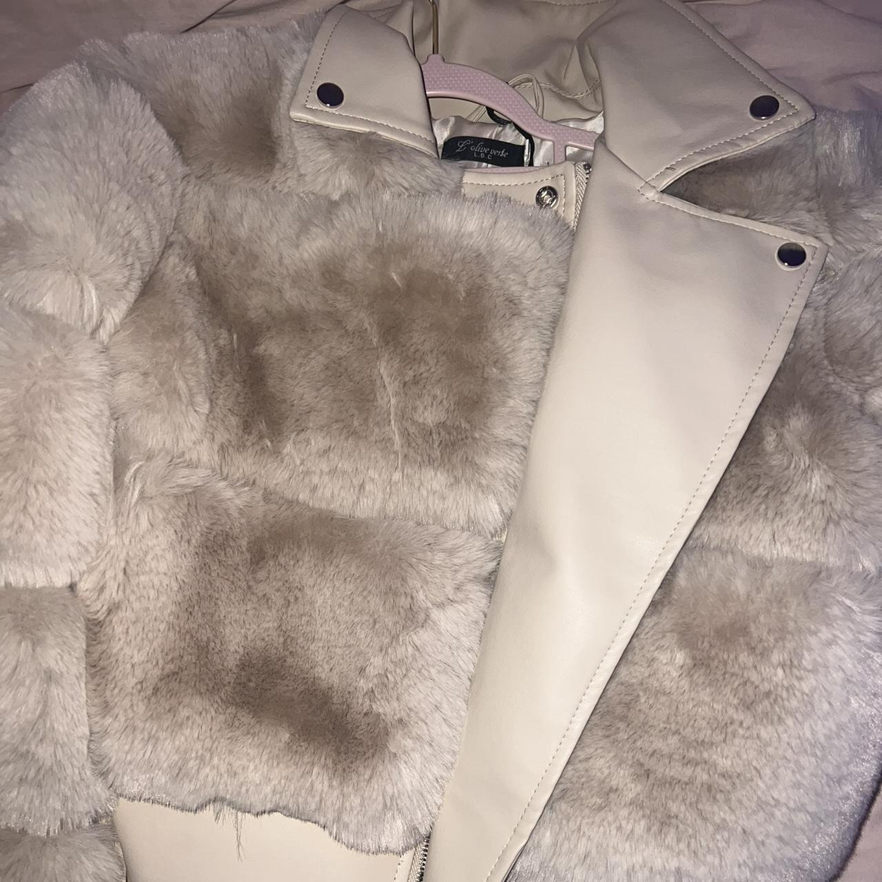 Cream fur belted jacket Stunning jacket ordered... - Depop