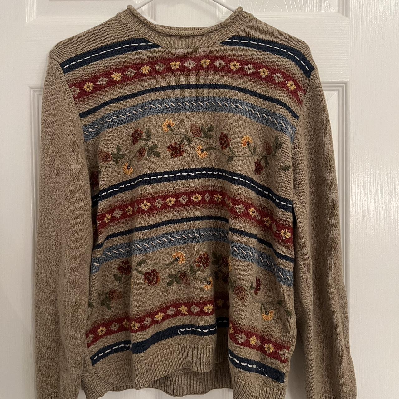 cottage core embroidered grandma sweater 🌲🧶🪻🪿🪵... - Depop