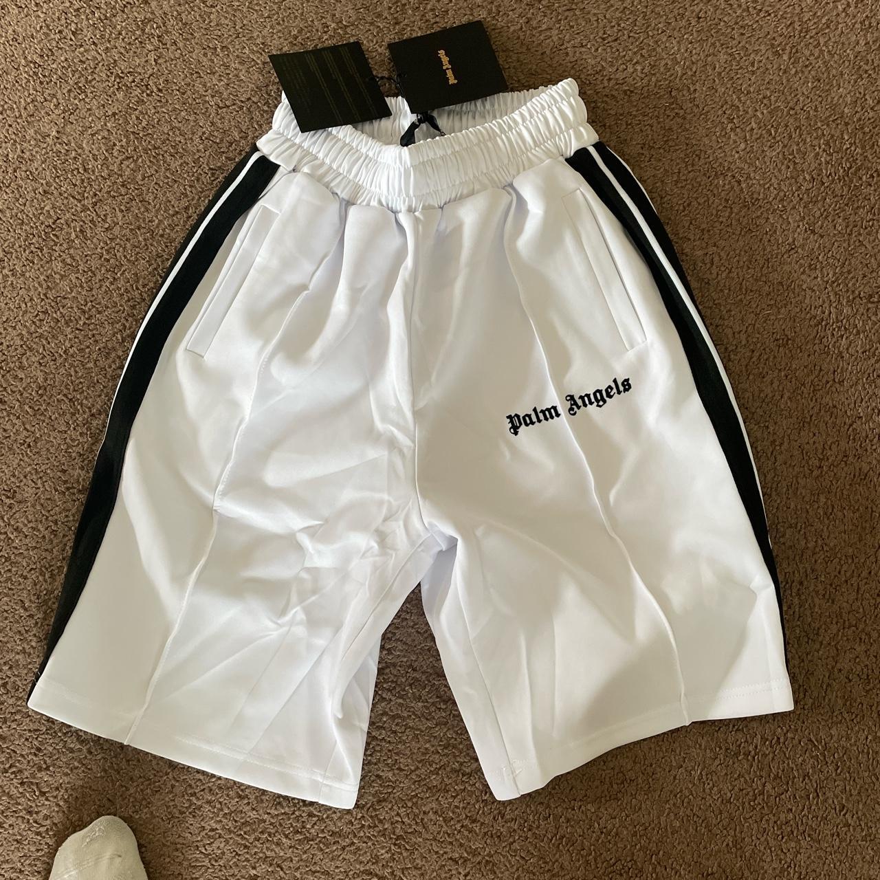 Palm Angels Men's White and Black Shorts | Depop