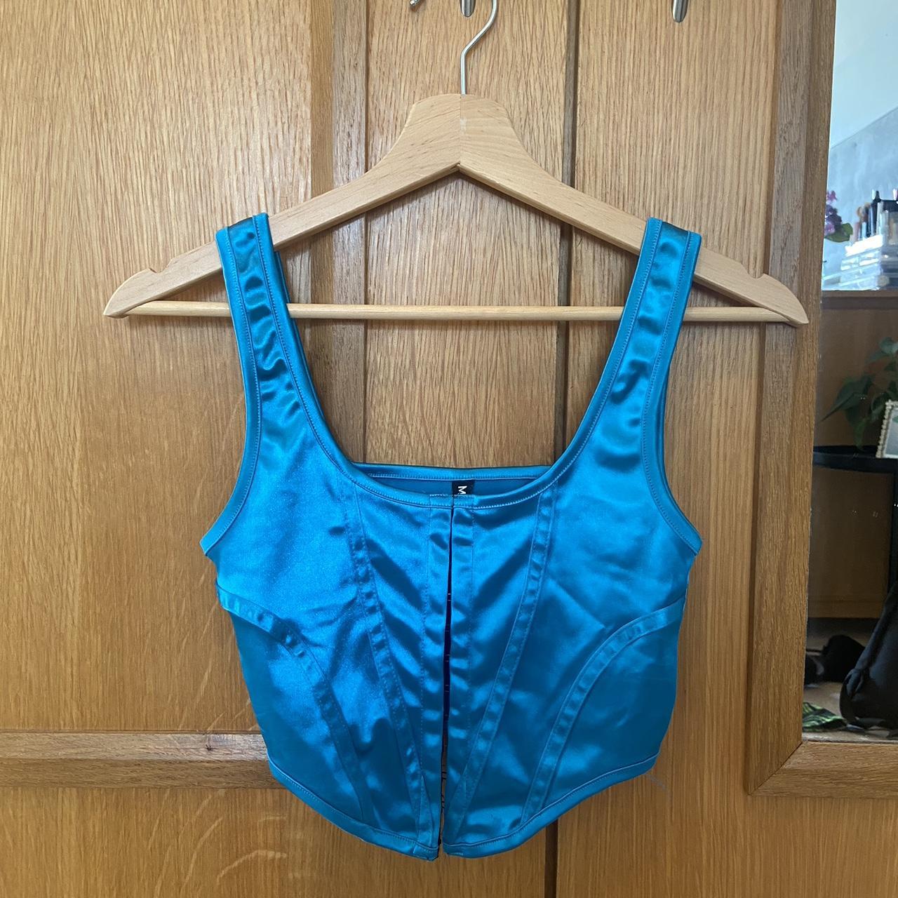 Motel rocks size S satin electric blue corset top.... - Depop