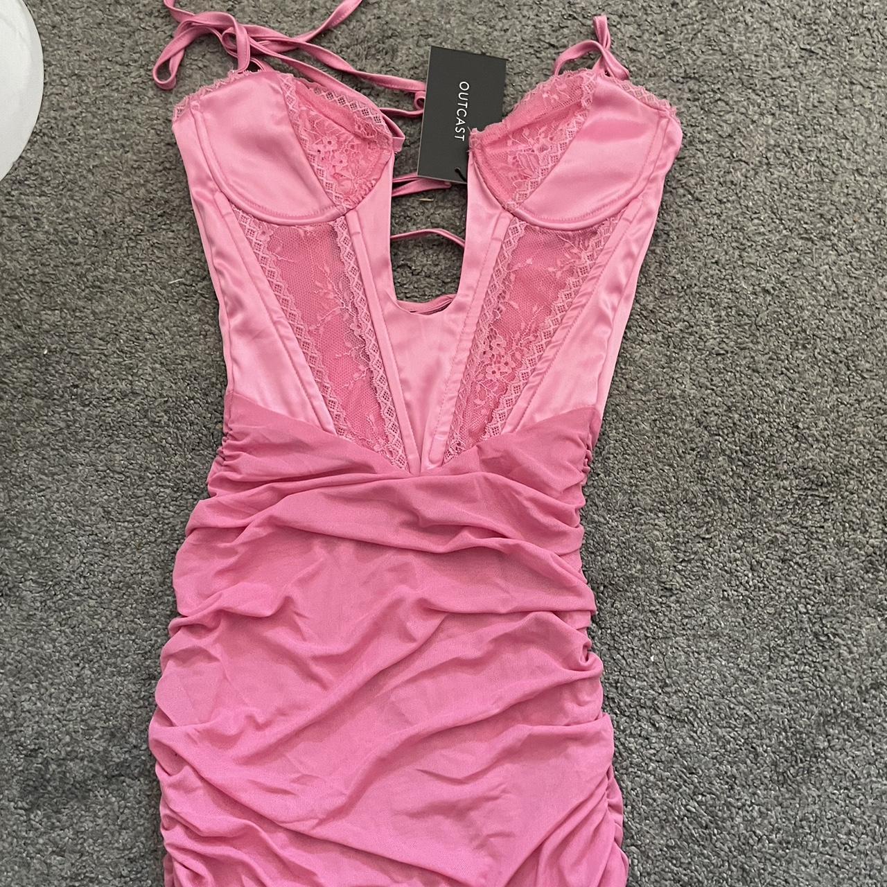 outcast emily pink mini dress!! size: xxs never... | Depop