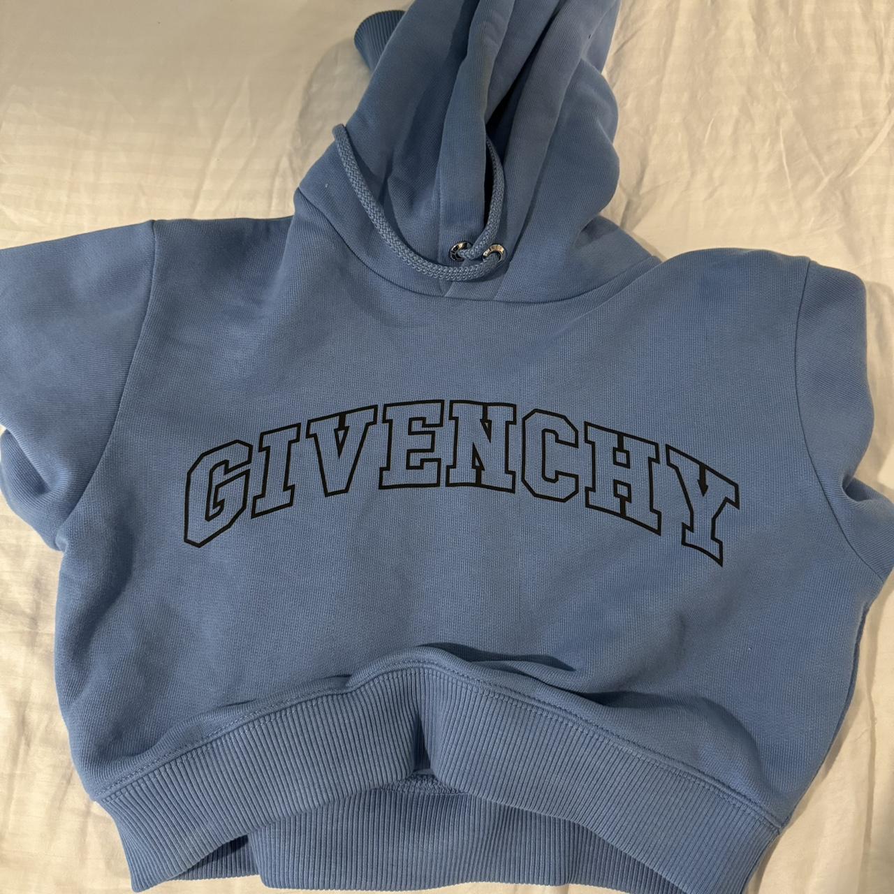 Light blue Givenchy crop hoodie - Depop