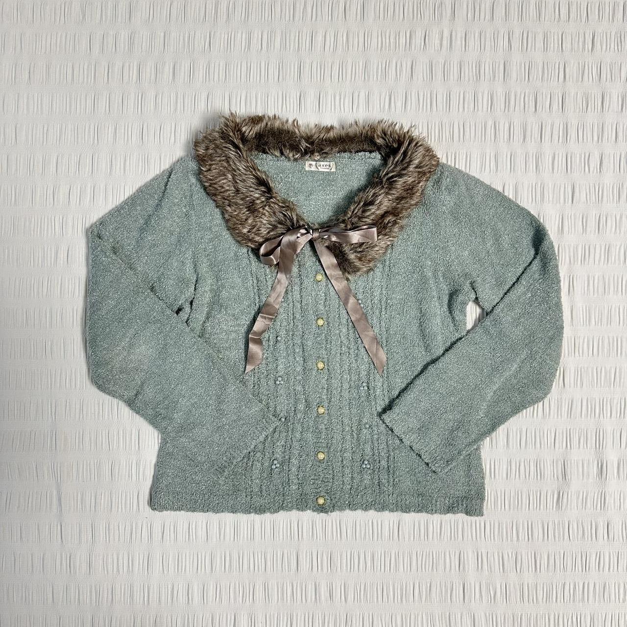 #hachi style fur collar cardigan from Japanese brand... | Depop