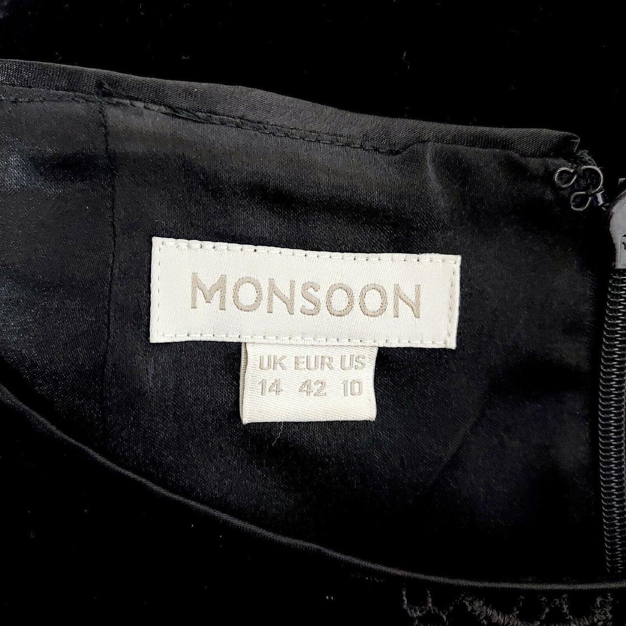 Monsoon Black Velvet Semi Sheer Sleeves Party Knee... - Depop