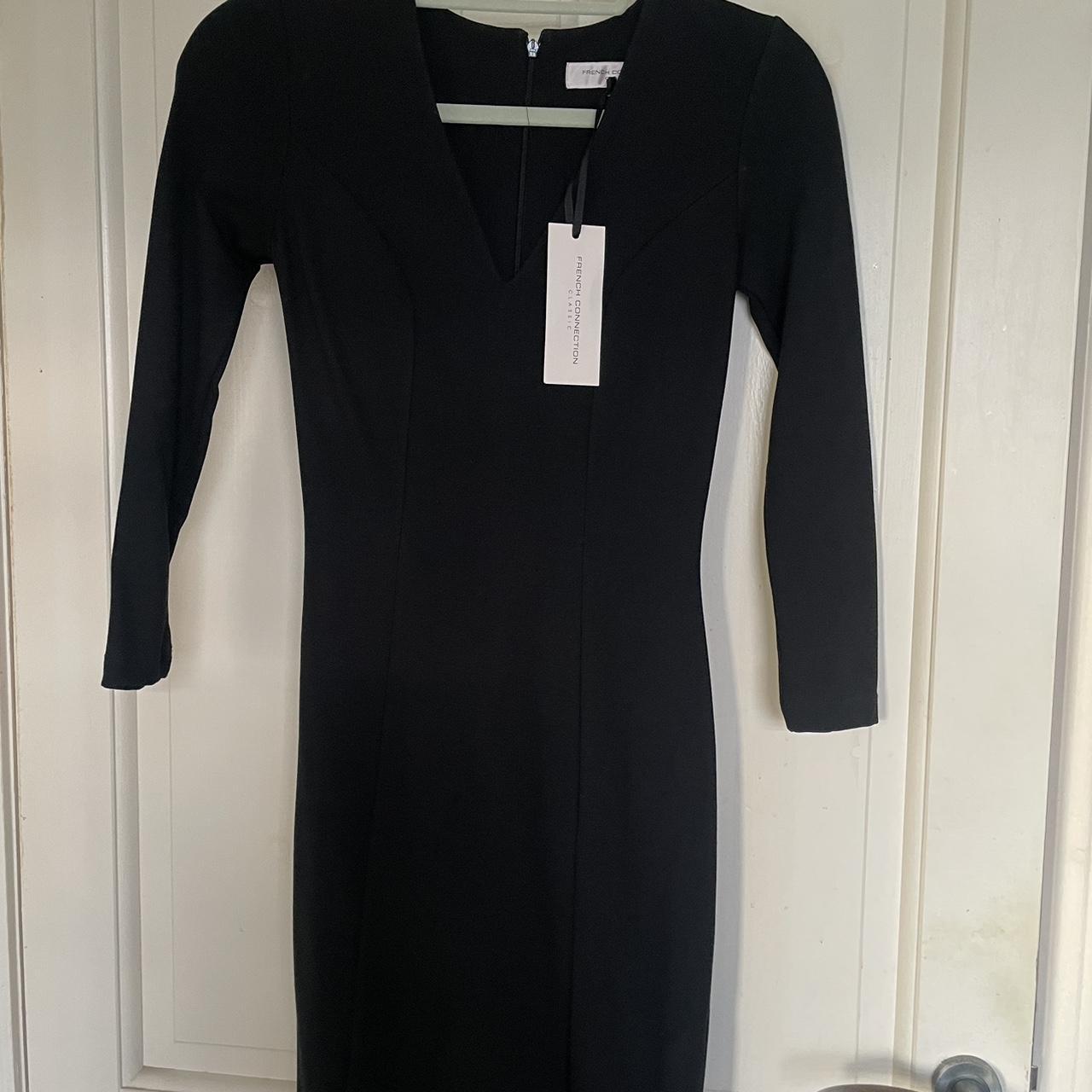 French Connection black knee length fitted dress.... - Depop