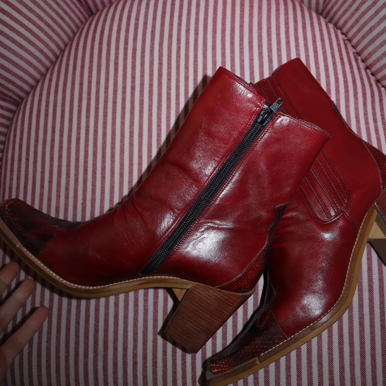 Heeled Red Cowboy Boots! Size 37. Perfect condition... - Depop