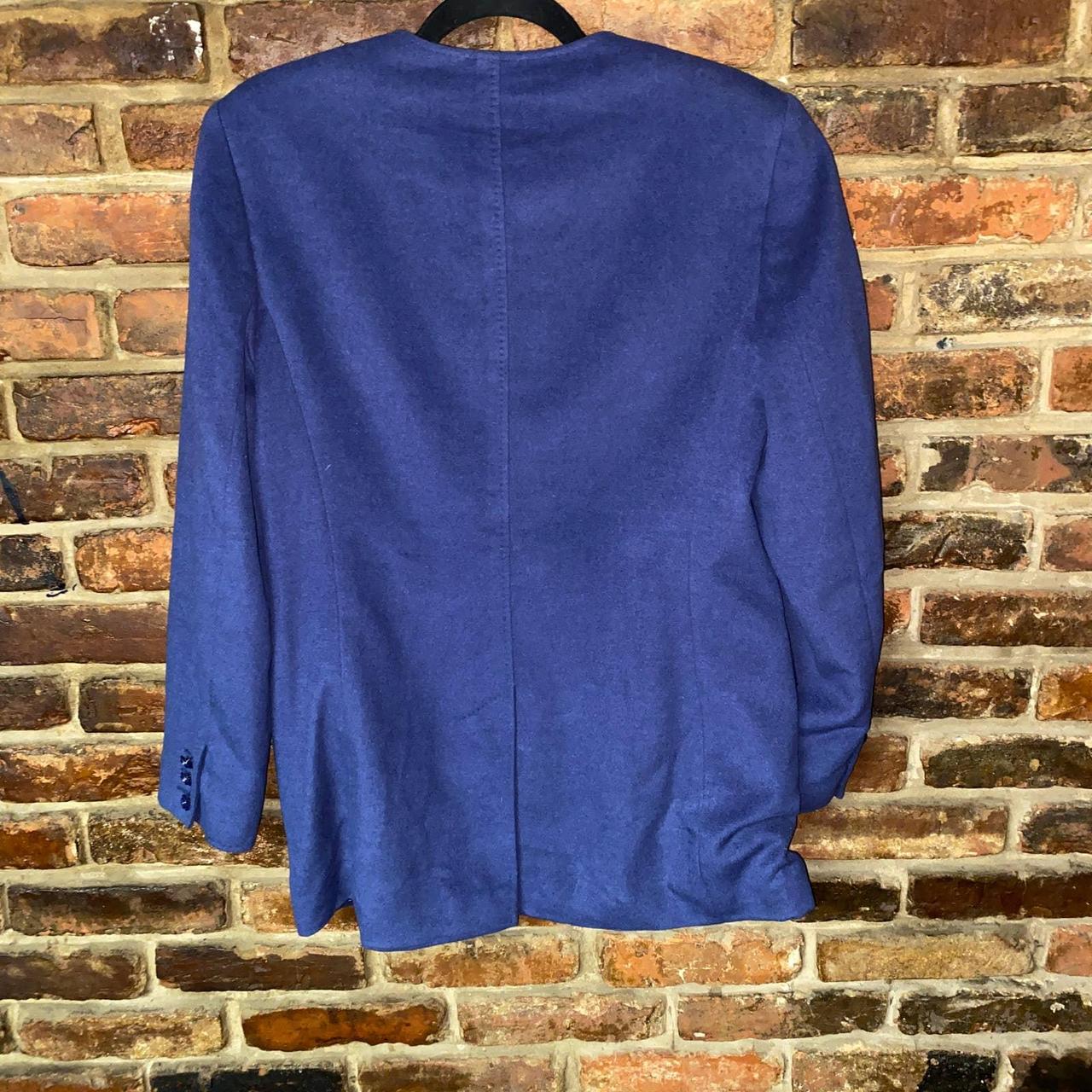 Jaeger Wool Angora Navy Blue Button Down Coat Jacket... - Depop