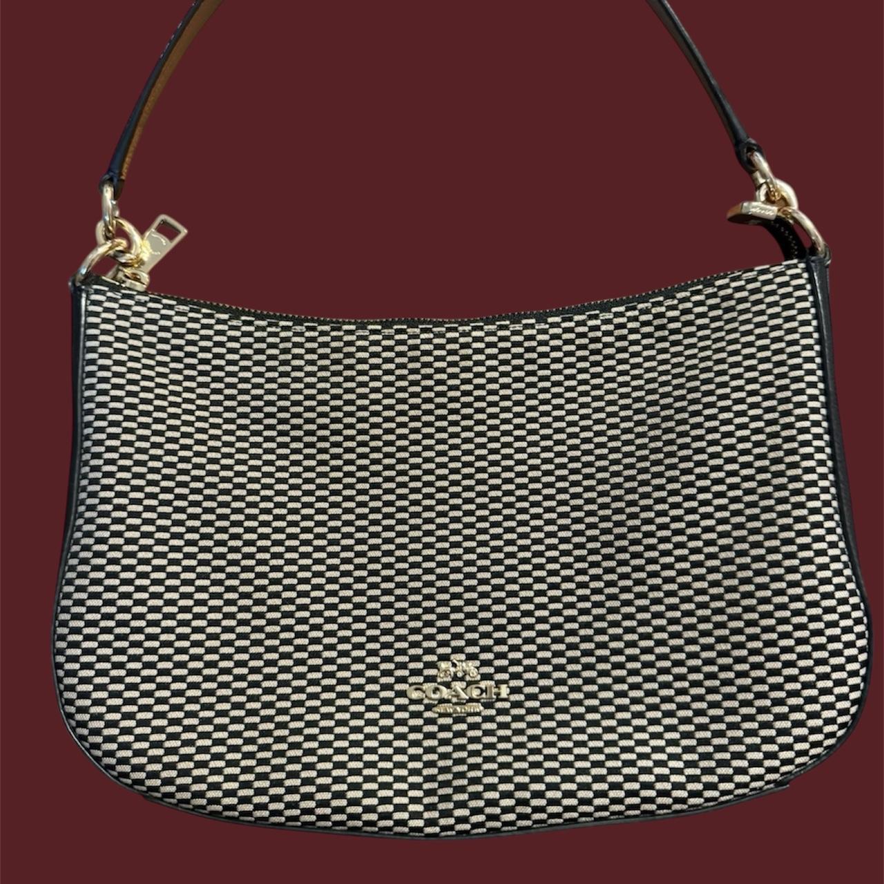 Black and white checkered Coach shoulder bag | Depop