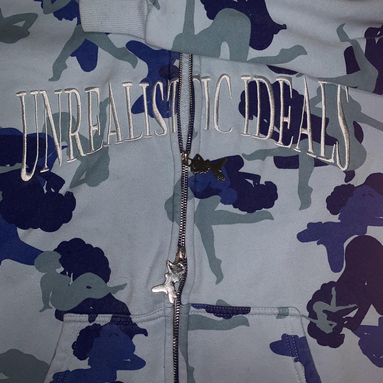 NAMED COLLECTIVE CAMO GIRL HOODIE. BABY BLUE.... - Depop