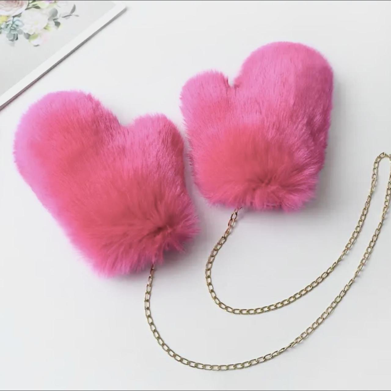 Pink Fuzzy gloves / mittens - Never used in... - Depop