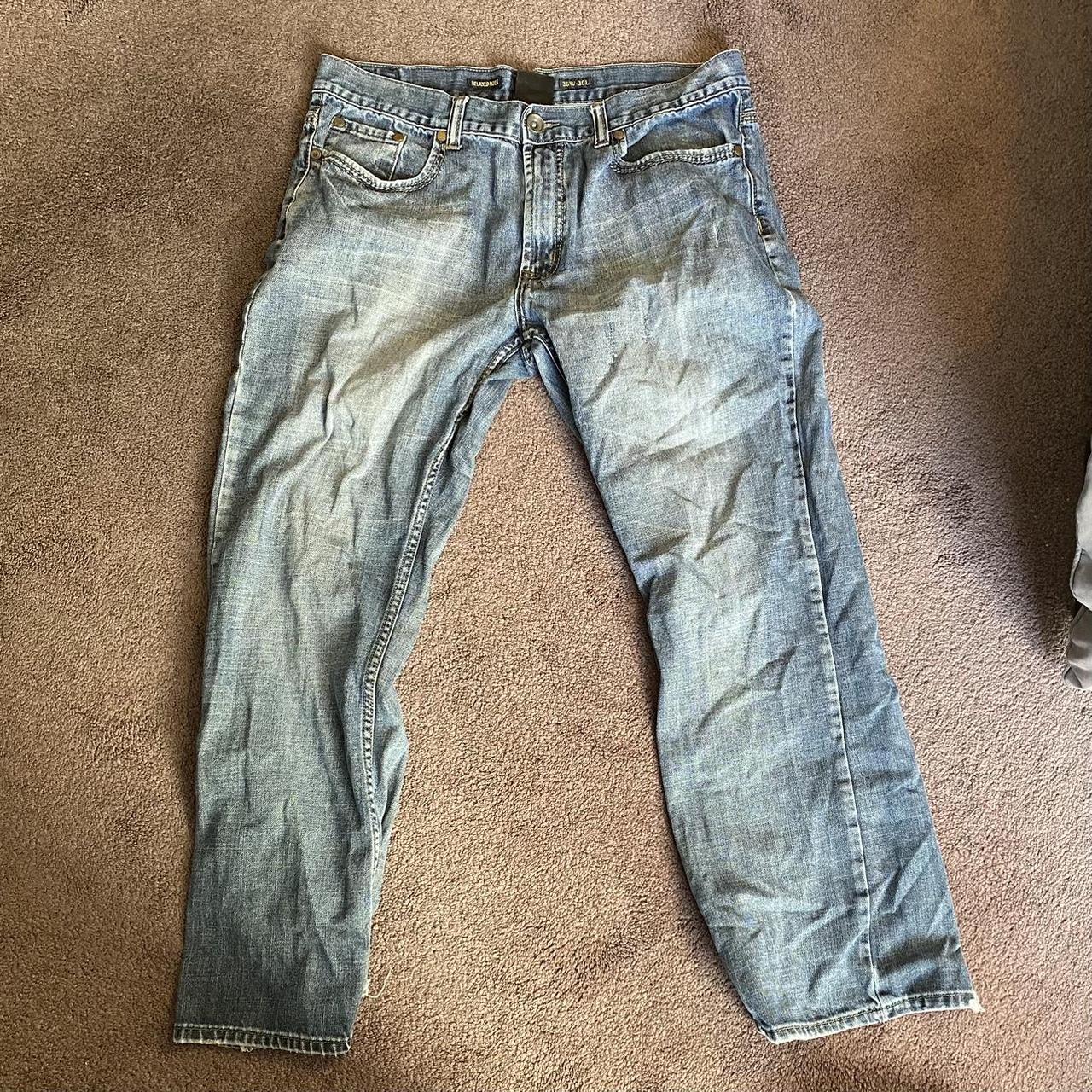 light blue relaxed boot helix jeans cool back... - Depop