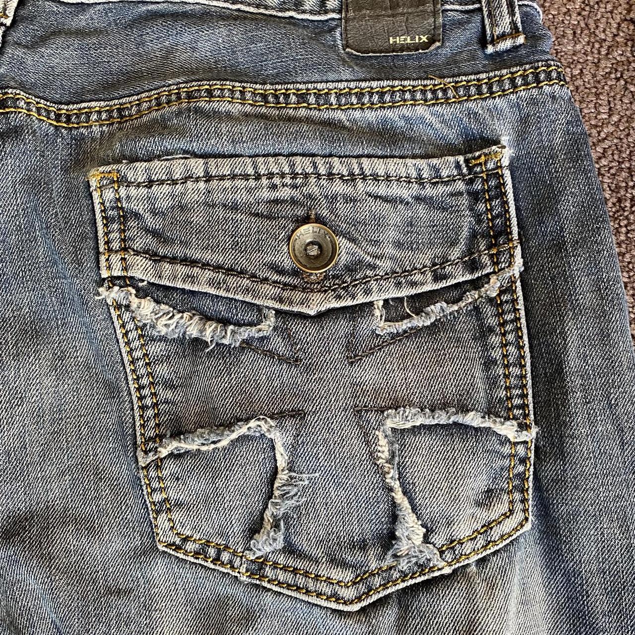 light blue relaxed boot helix jeans cool back... - Depop