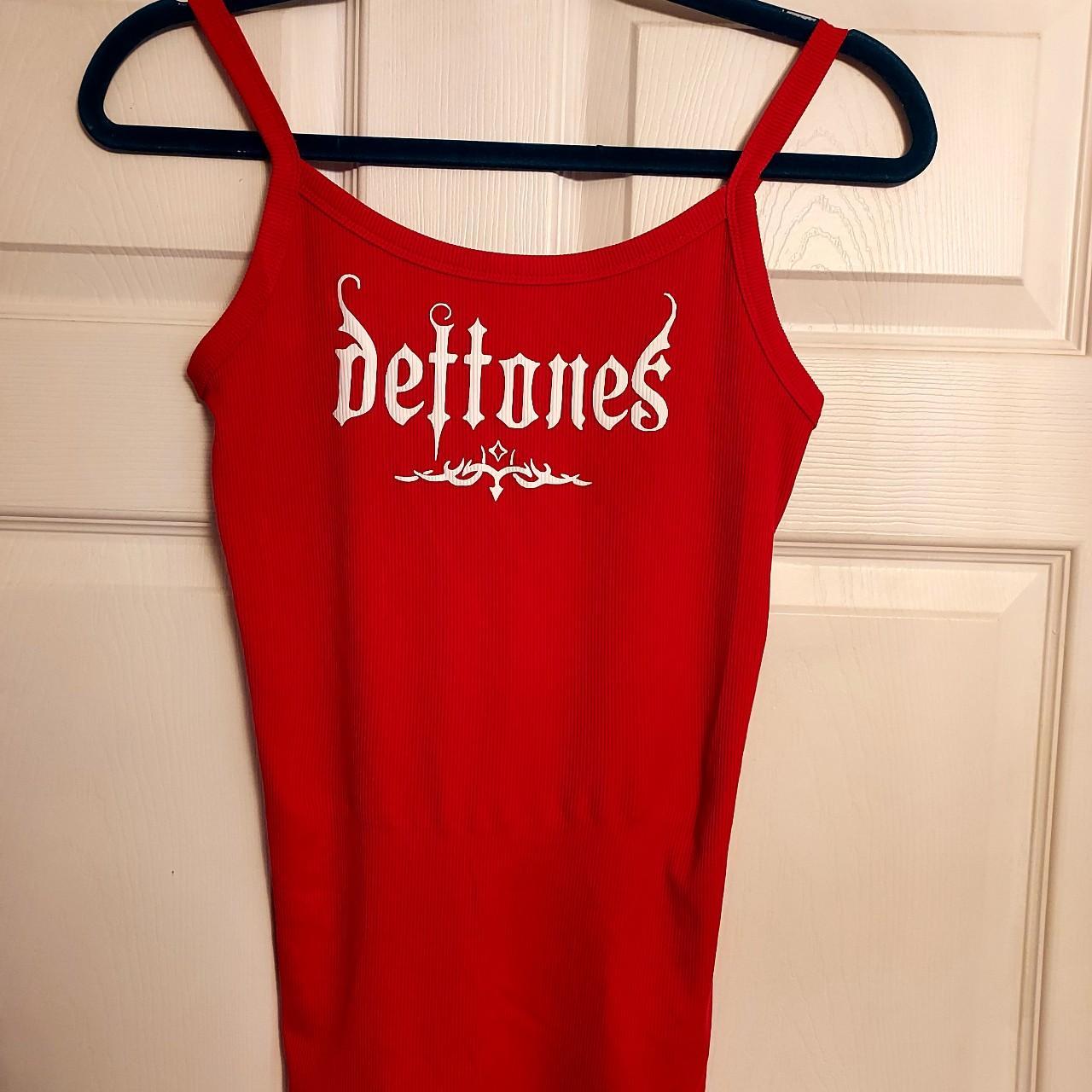 Deftones tank top goth design red tank skull... | Depop